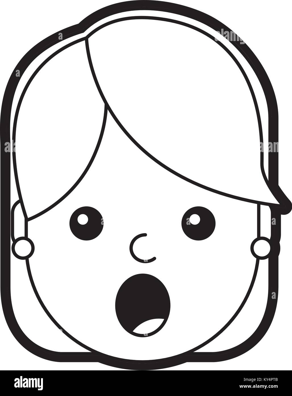 surprised young woman face expression facial vector illustration line ...