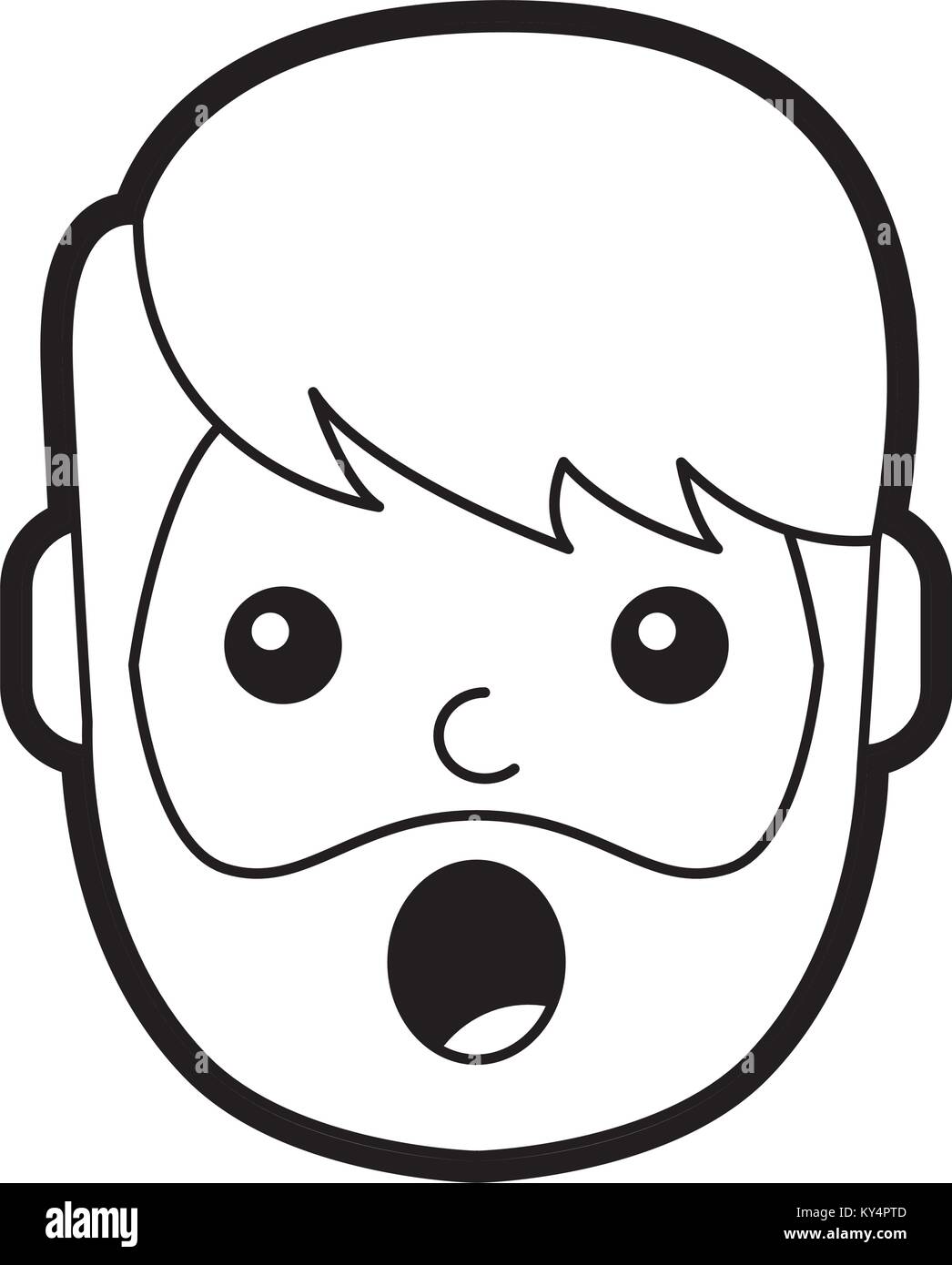 surprised man face expresion facial style vector illustration line ...