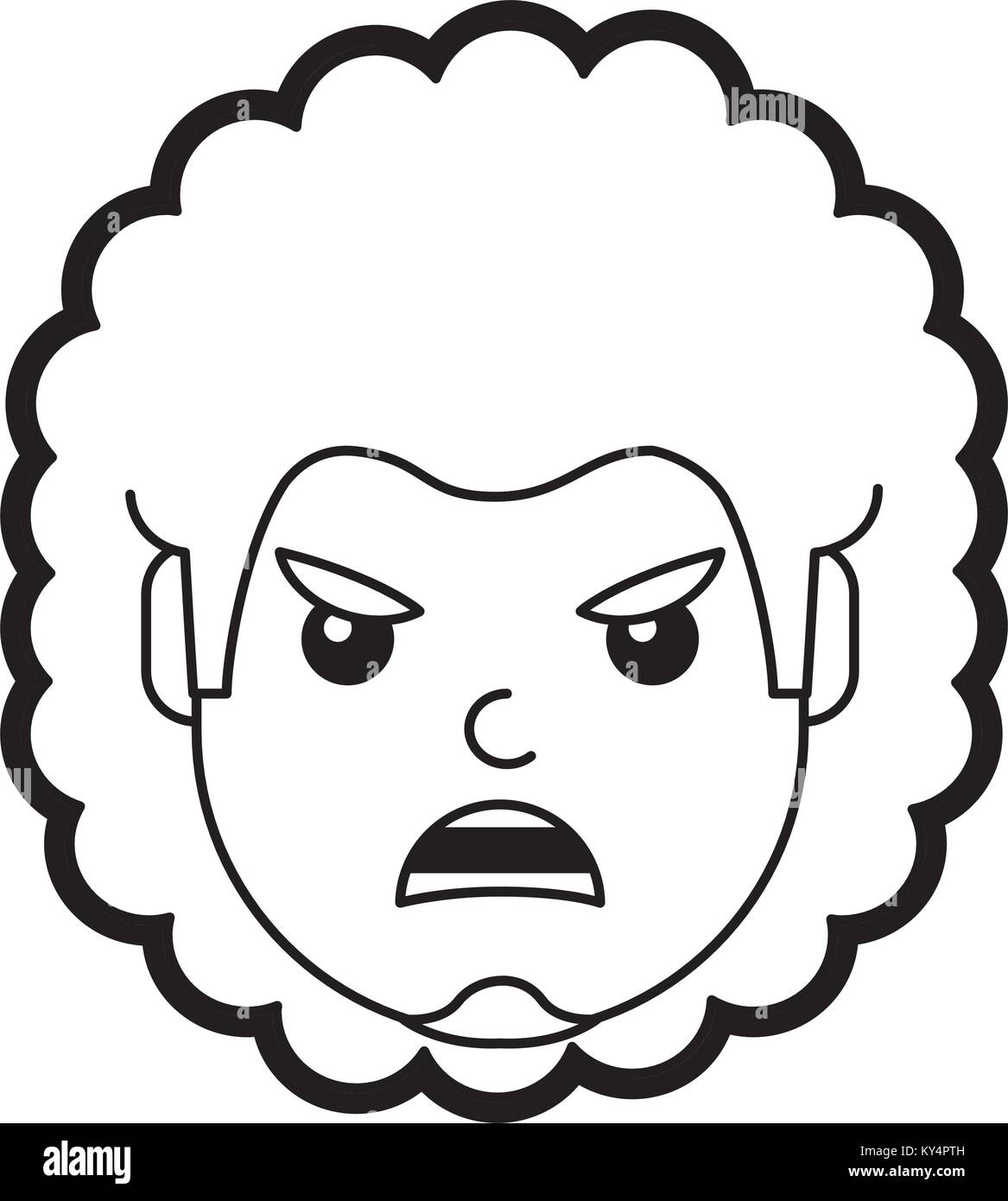 young man face angry expression cartoon vector illustration line design ...