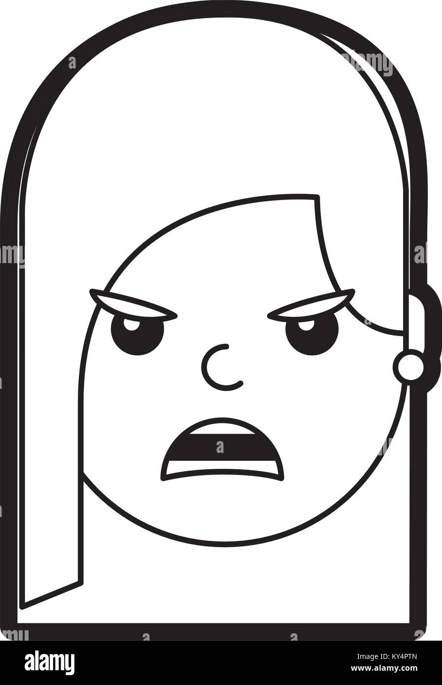 pretty woman angry frustrated facial expression cartoon vector ...