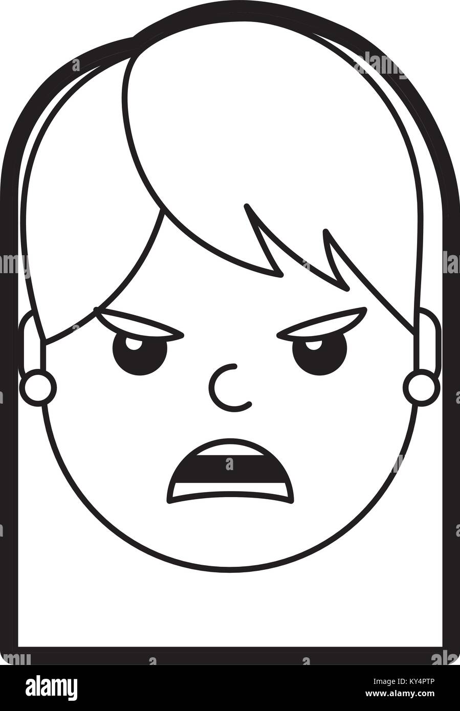 pretty woman angry frustrated facial expression cartoon vector ...