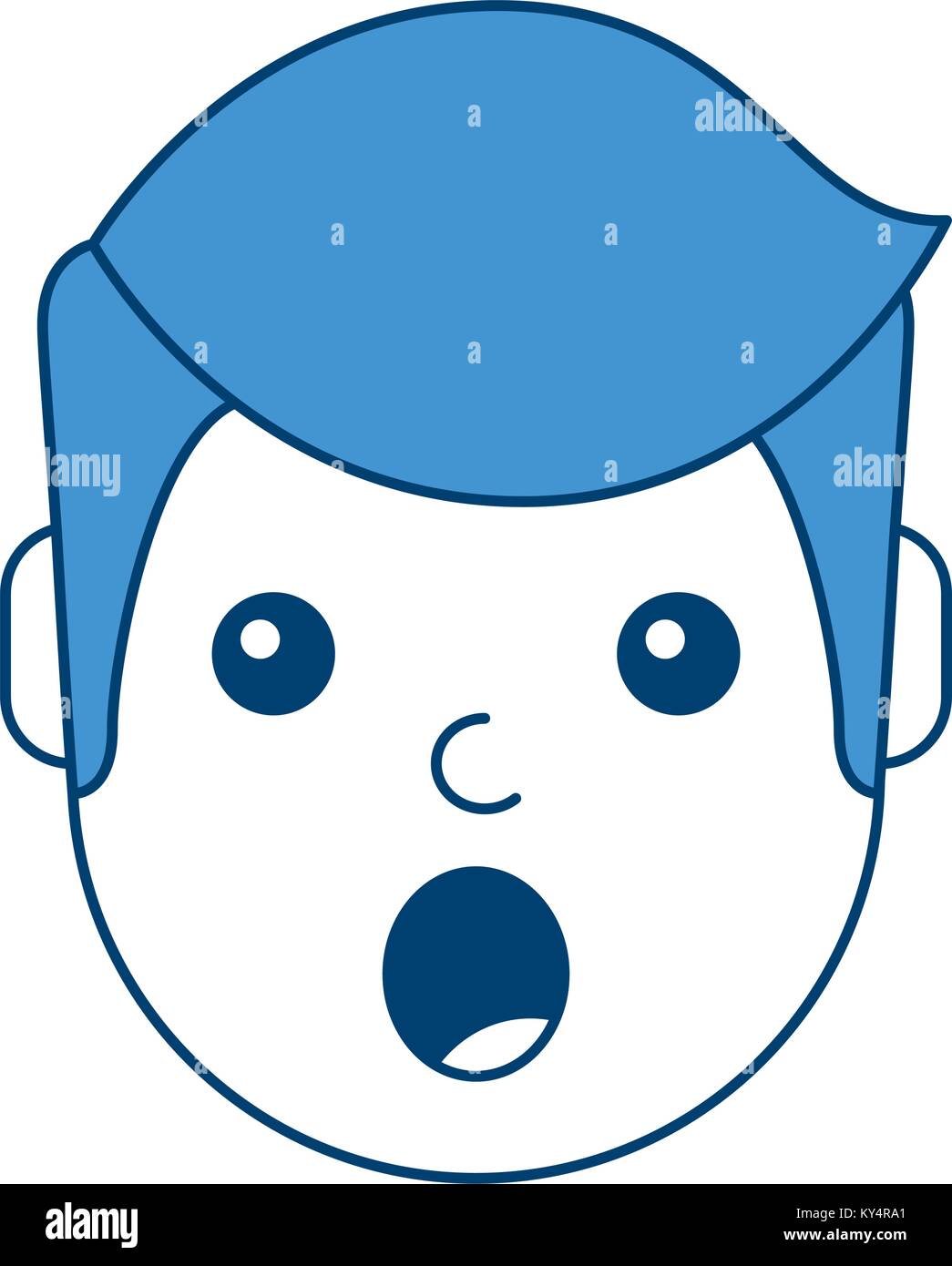 surprised man face expresion facial style vector illustration blue ...
