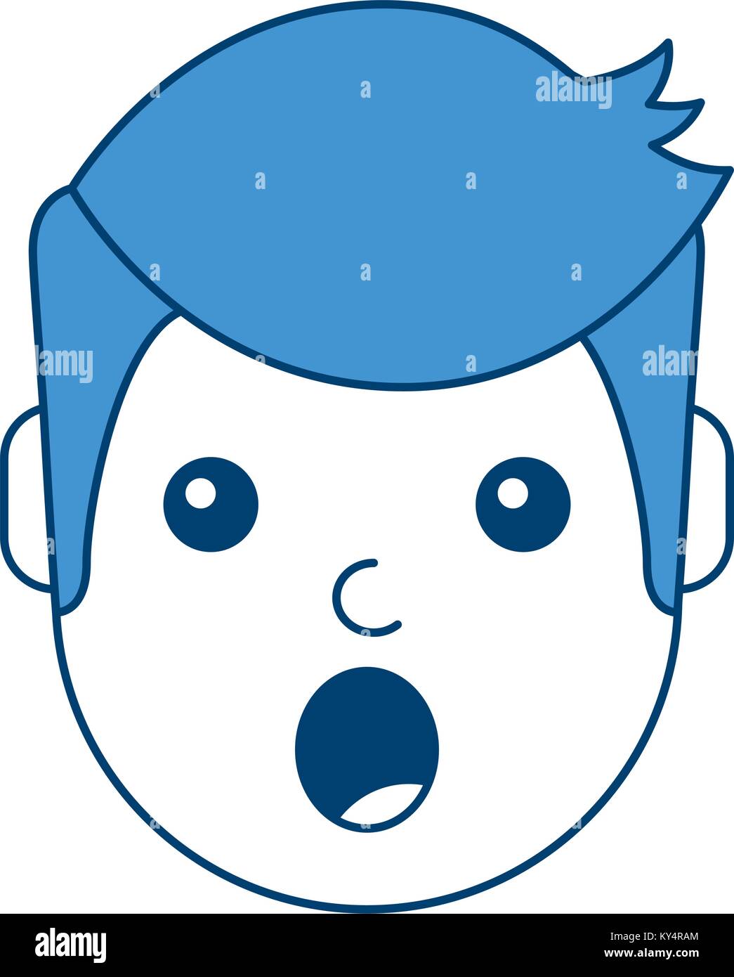 surprised man face expresion facial style vector illustration blue ...
