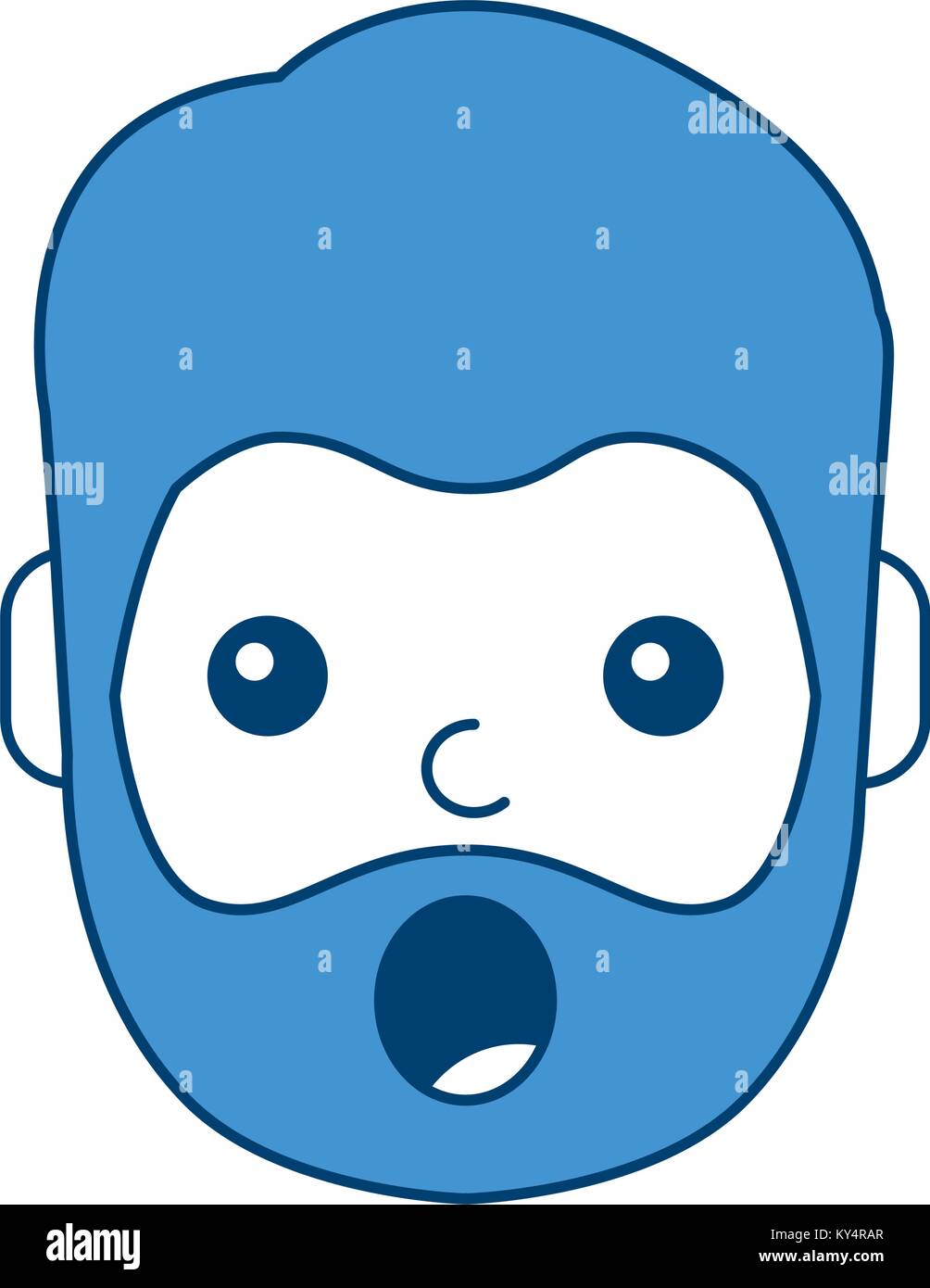 surprised man face expresion facial style vector illustration blue ...