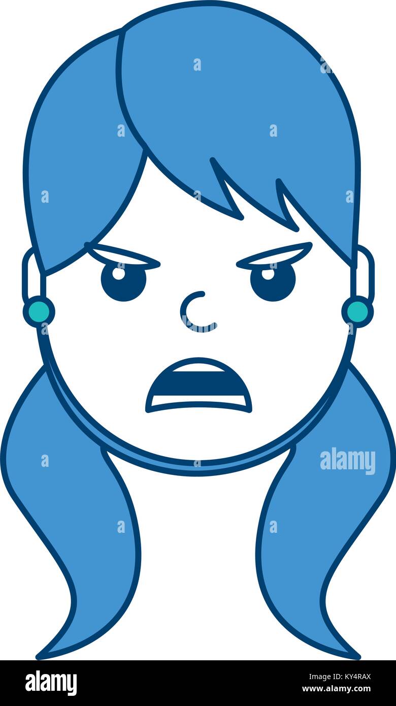 pretty woman angry frustrated facial expression cartoon vector ...