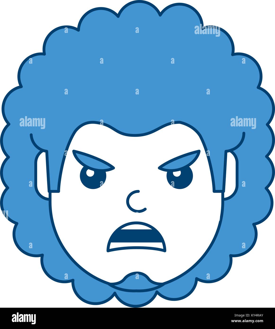 young man face angry expression cartoon vector illustration blue design ...