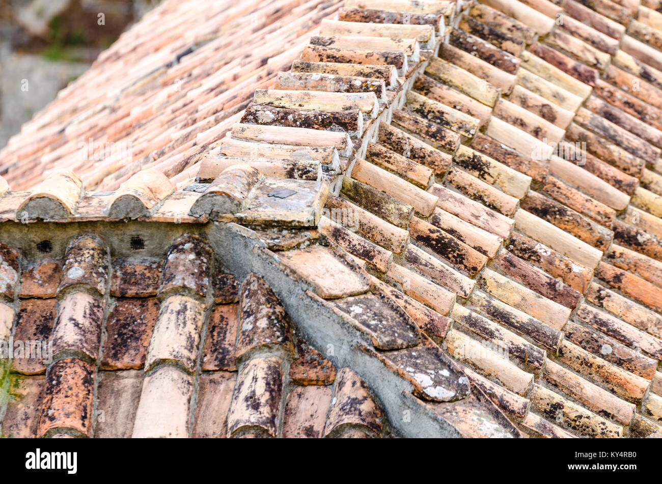 Old Italian terracotta roof tiles Stock Photo - Alamy