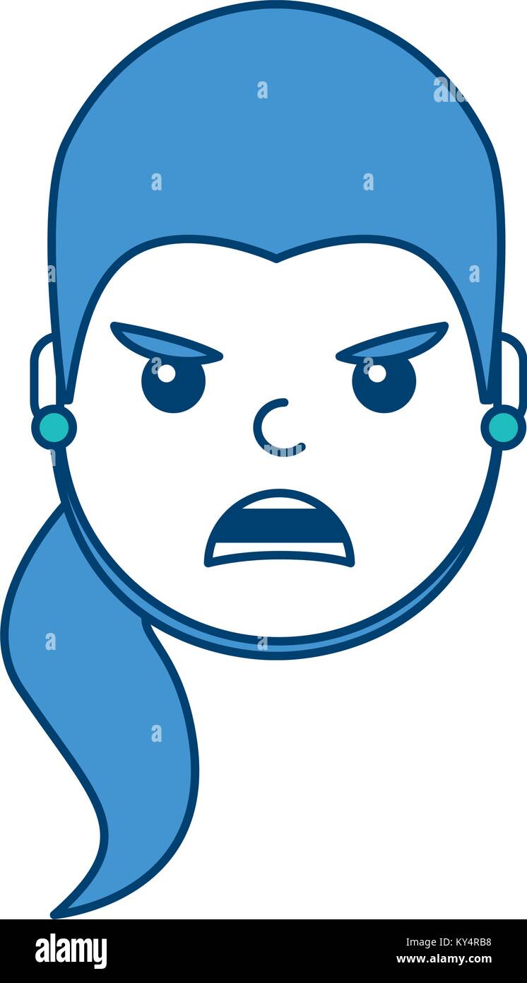 pretty woman angry frustrated facial expression cartoon vector ...