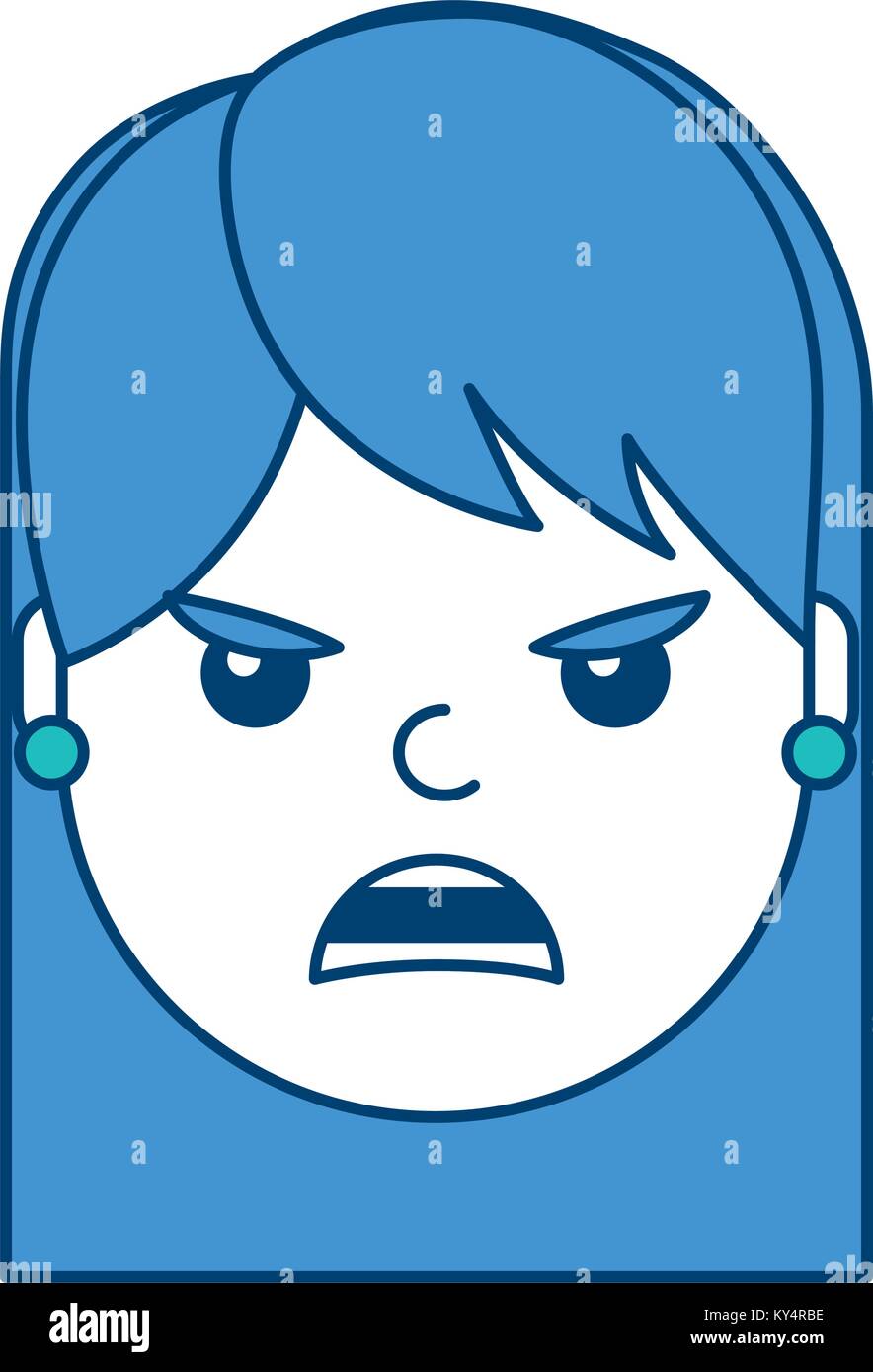 pretty woman angry frustrated facial expression cartoon vector ...