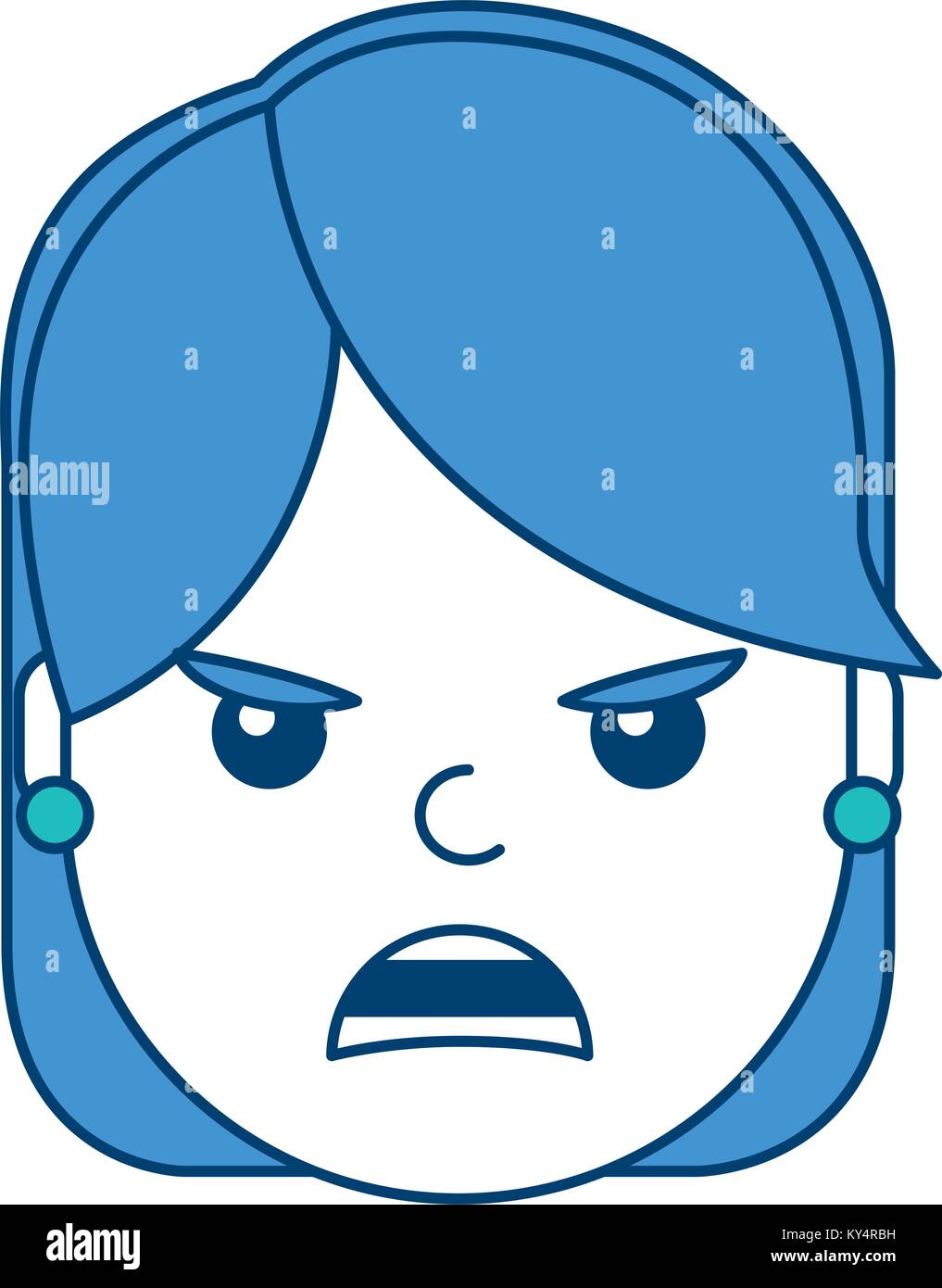 pretty woman angry frustrated facial expression cartoon vector ...