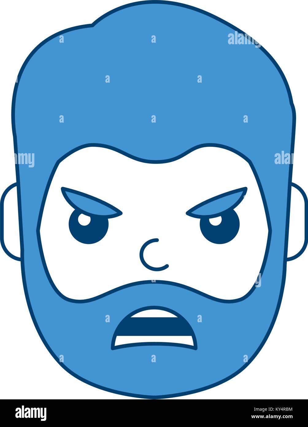 young man face angry expression cartoon vector illustration blue design ...