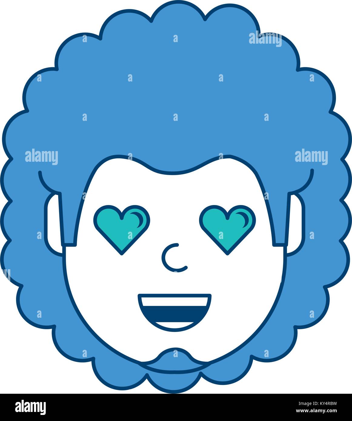 man character in love emotion with hearts as eyes vector illustration ...