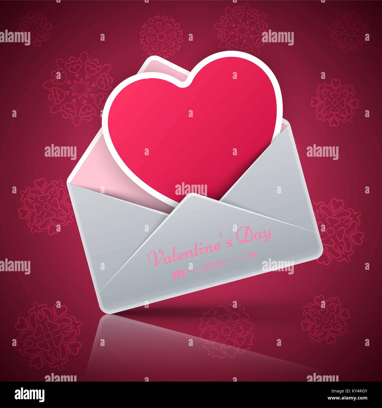 Heart shape card red envelope pink Stock Vector Images - Alamy