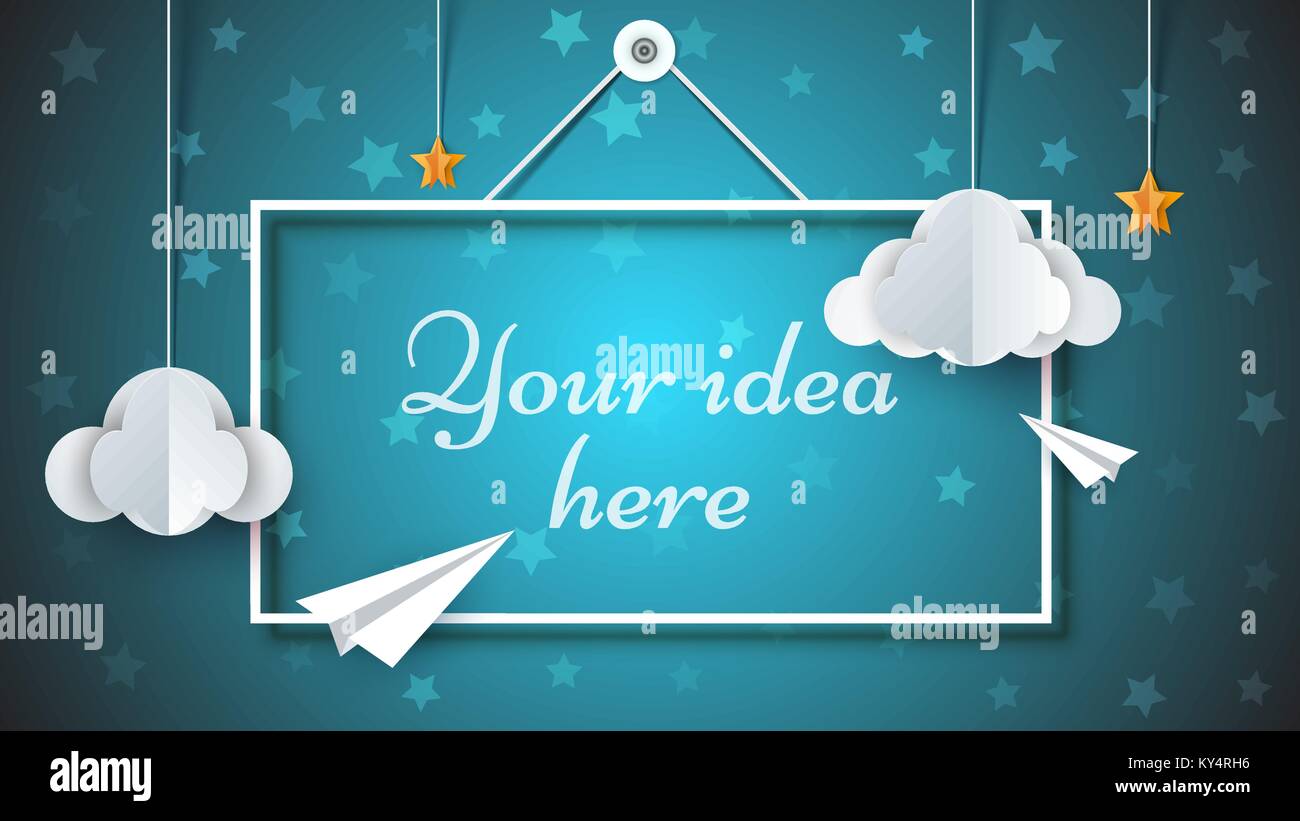 Frame paper illustration. Paper airplane, star, cloud Stock Vector ...