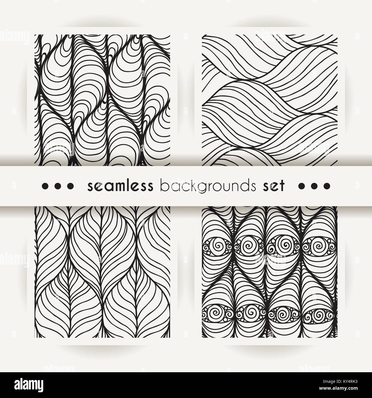 Decorative vector seamless set of wave patterns. Endless illustration ...