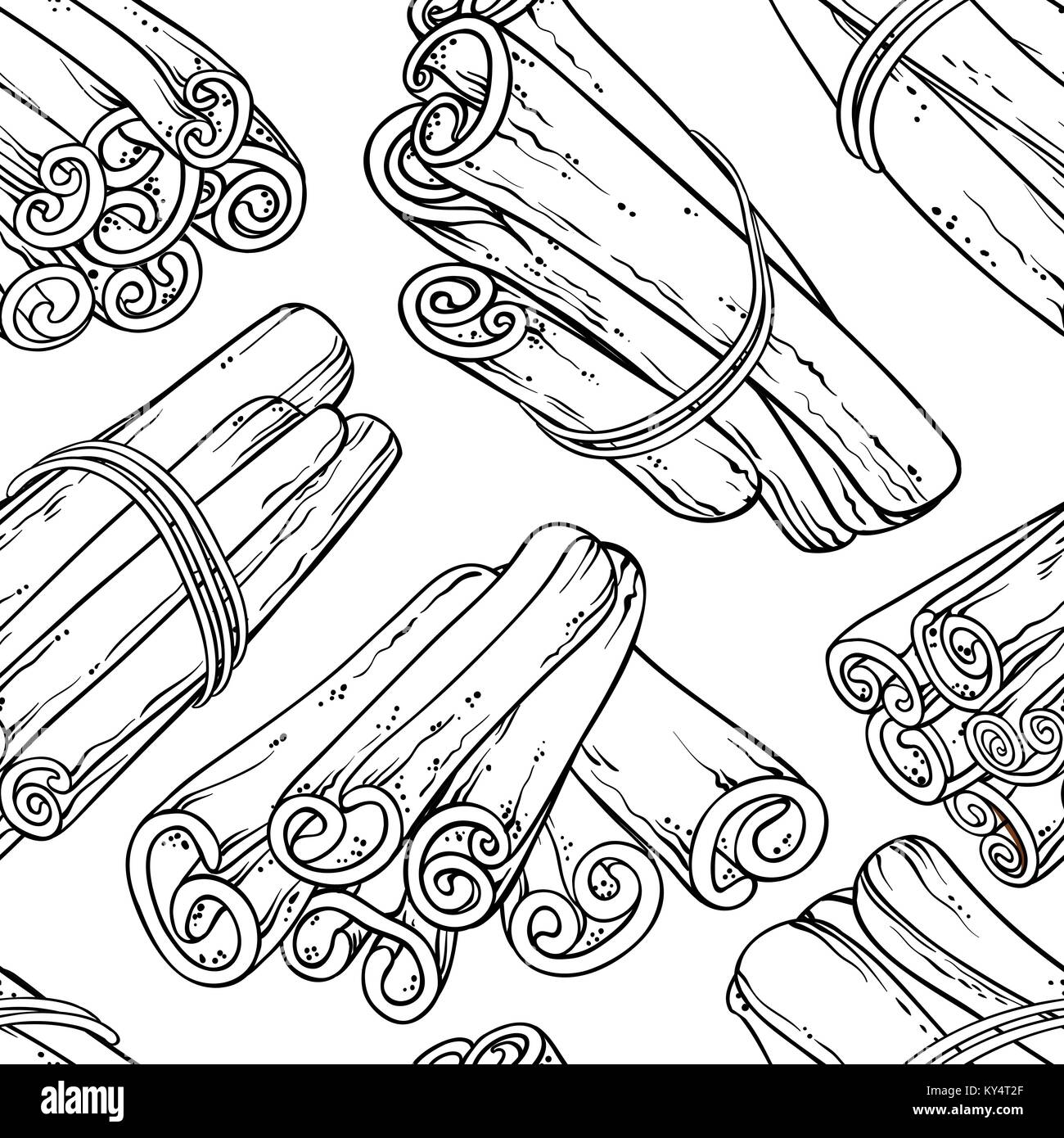 cinnamon spice seamless pattern on white background Stock Vector Image ...