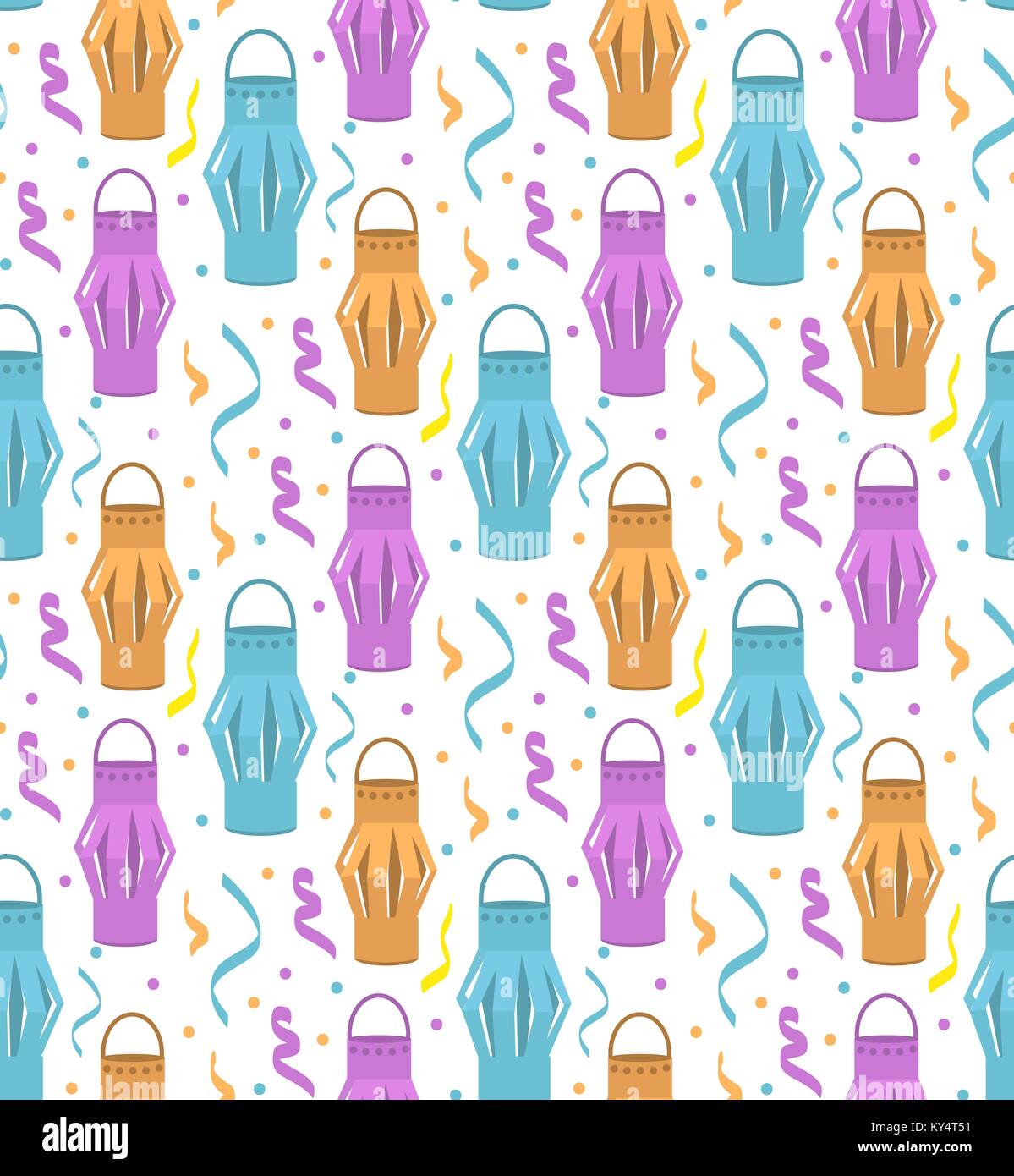 Paper lanterns seamless pattern. Festive decorations repetitive texture ...