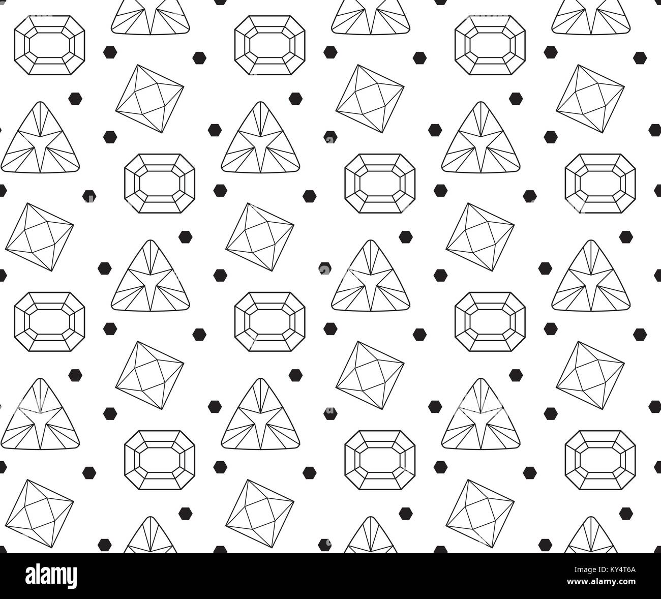 Diamond seamless pattern, line, sketch, doodle style. Modern trendy ...