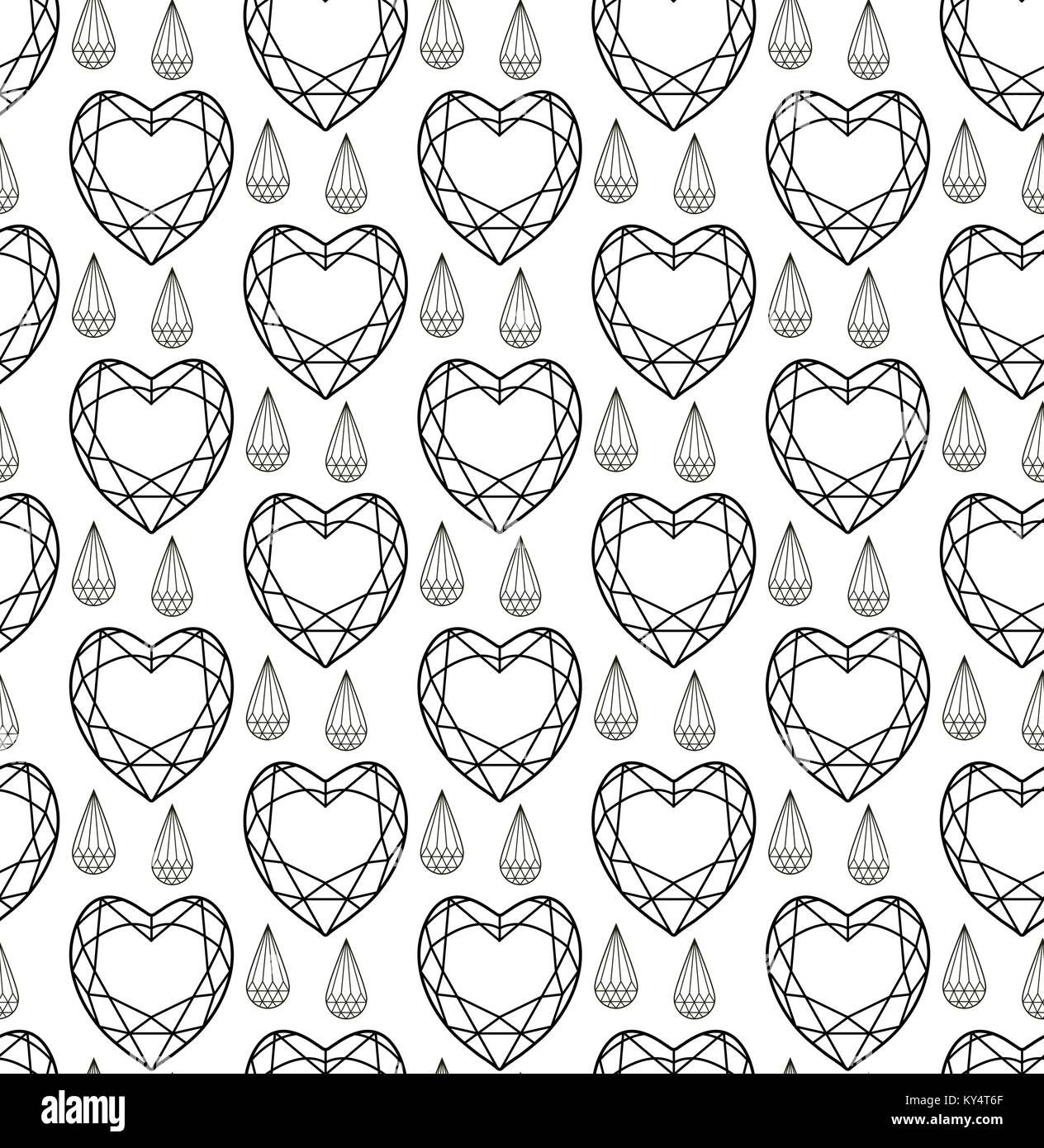 Diamond seamless pattern, line, sketch, doodle style. Modern trendy ...