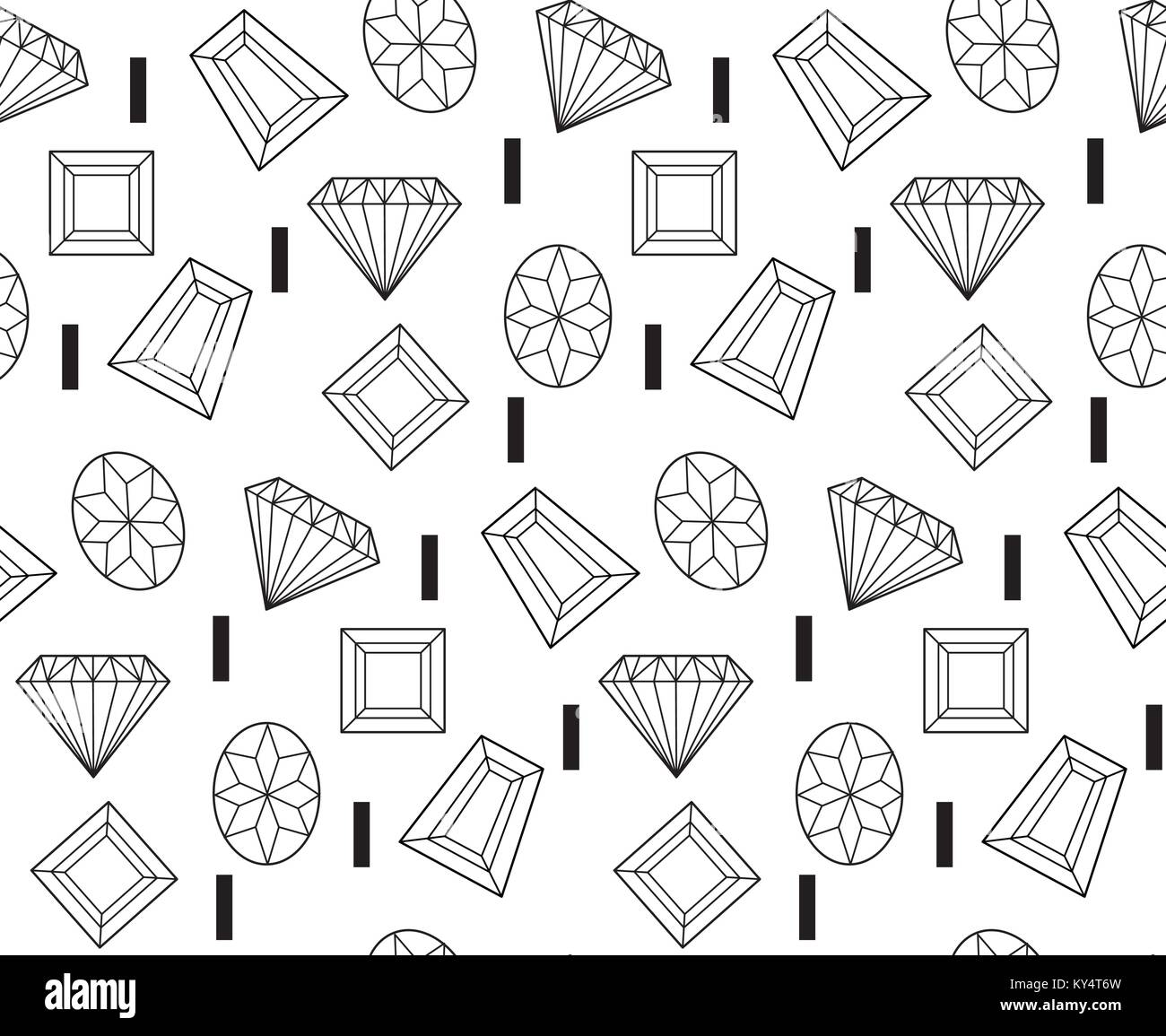 Diamond seamless pattern, line, sketch, doodle style. Modern trendy ...
