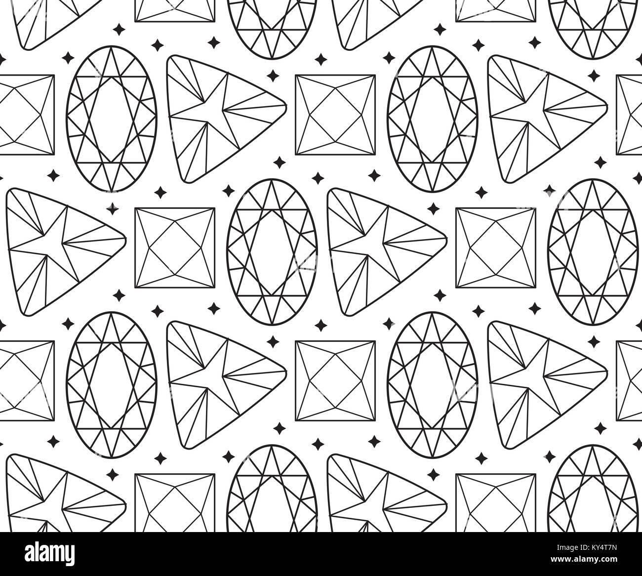 Diamond seamless pattern, line, sketch, doodle style. Modern trendy ...