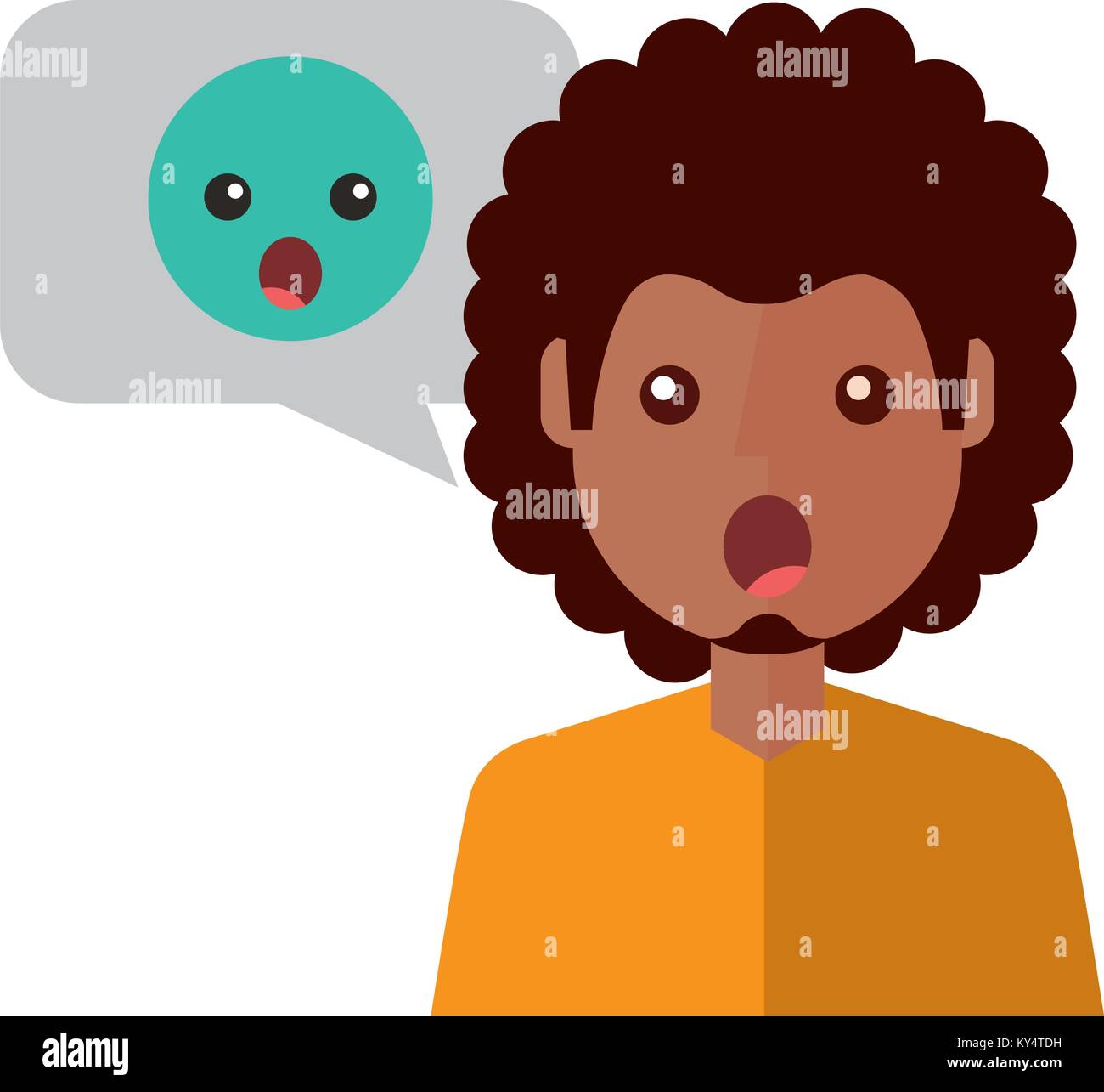 surprised young man with emoticon avatar character vector illustration ...