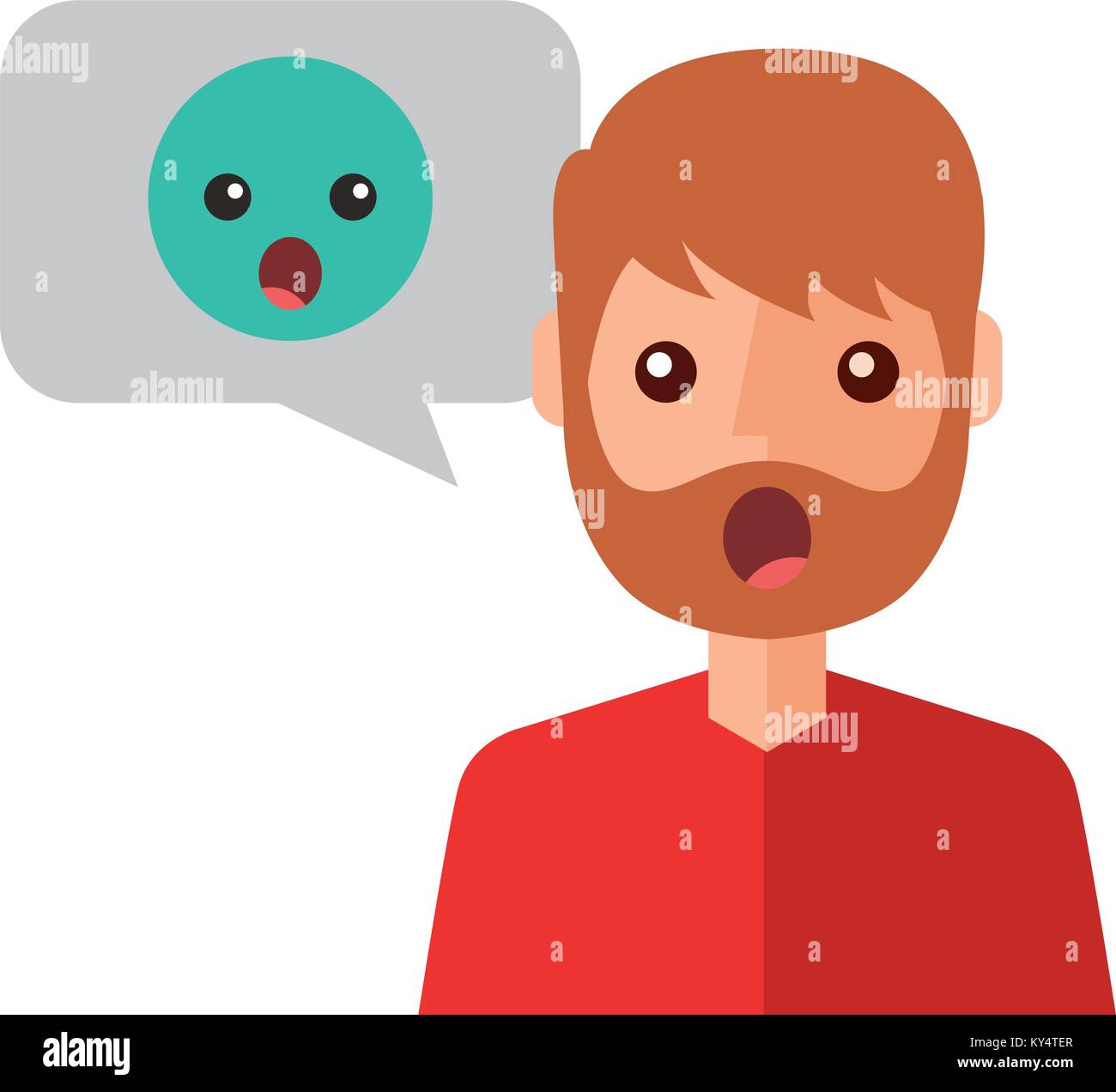 surprised young man with emoticon avatar character vector illustration ...