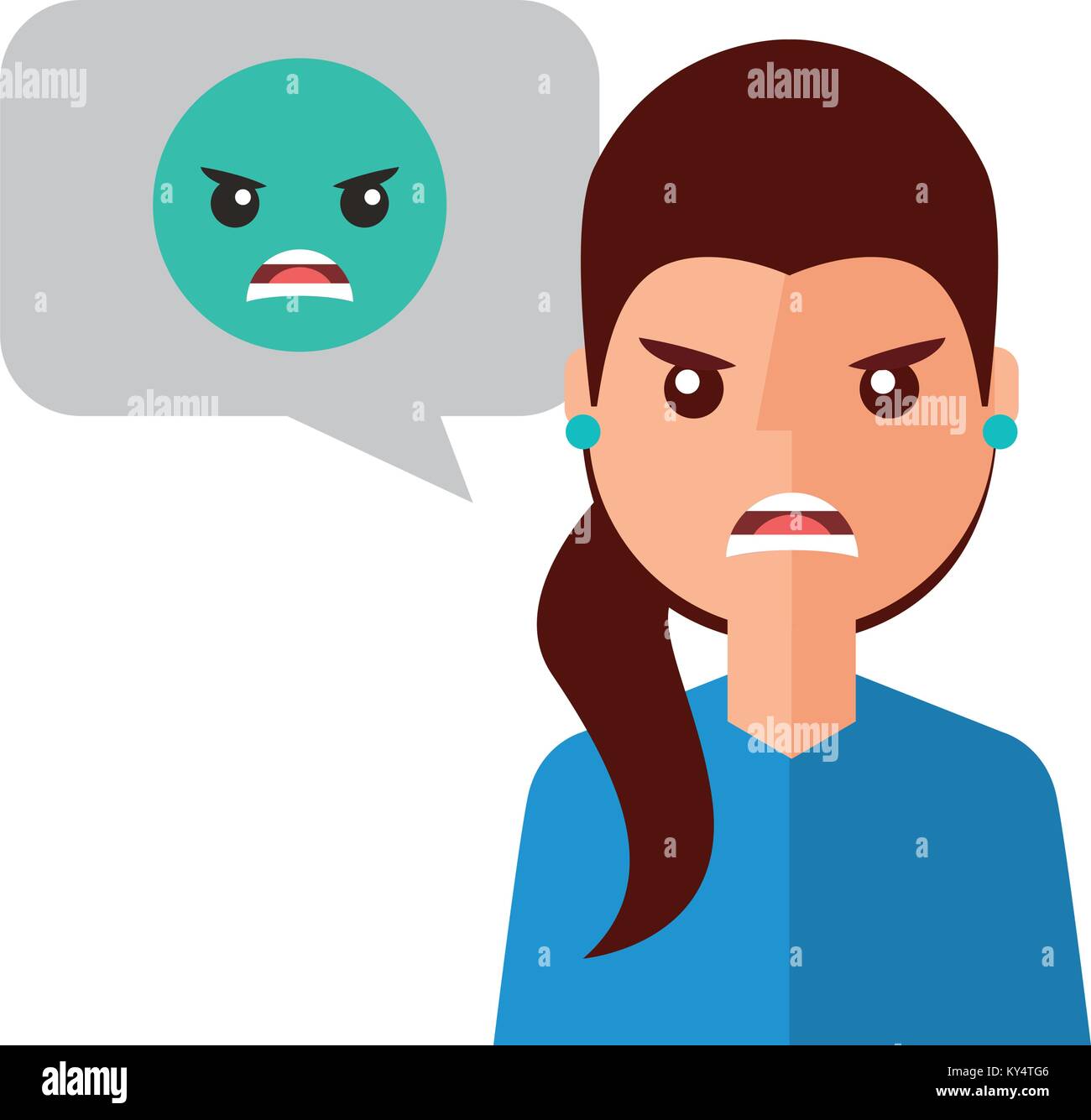 angry young woman with emoticon avatar character Stock Vector Image ...