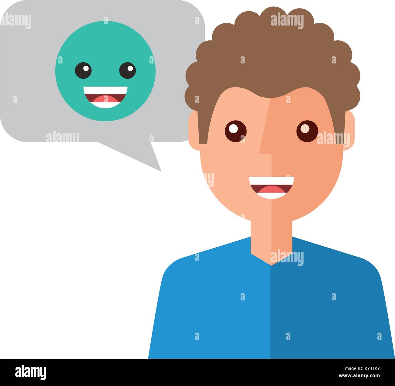 young man happy with emoticon message avatar character vector ...