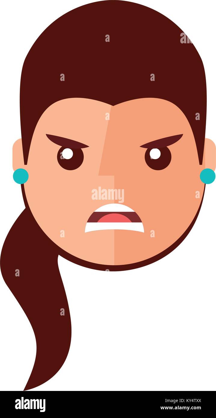 angry young woman avatar character vector illustration design Stock ...