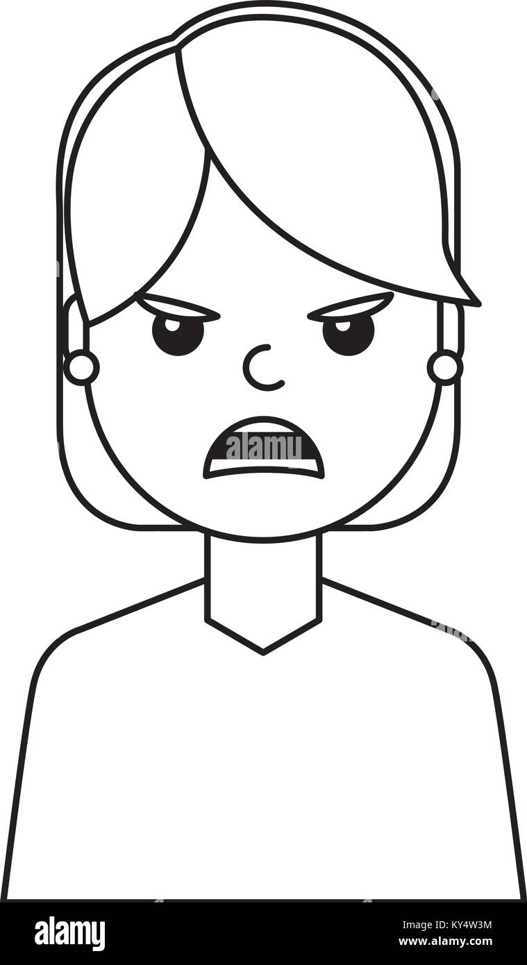 angry young woman avatar character vector illustration design Stock ...