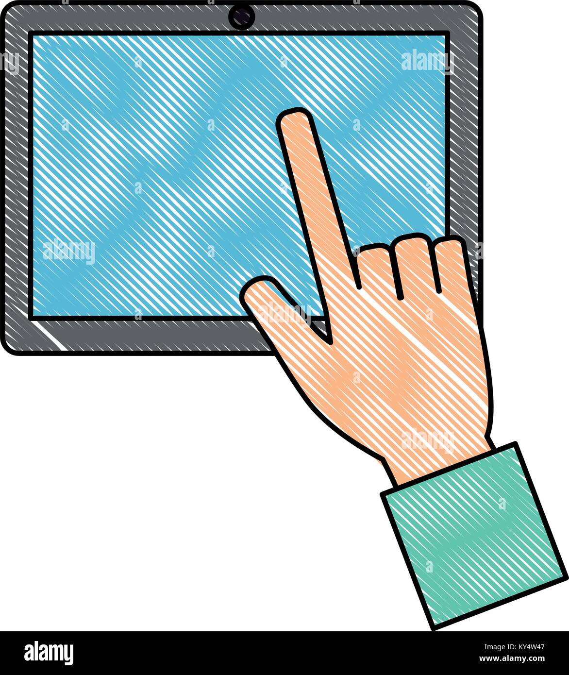 hands using tablet device vector illustration design Stock Vector Image ...