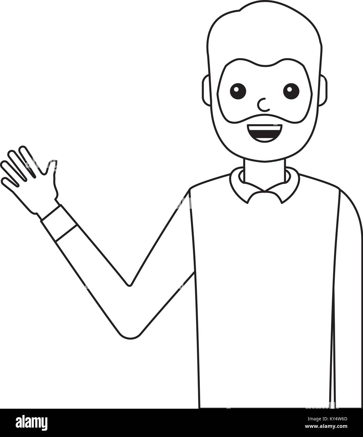 young man waving happy avatar character vector illustration design ...