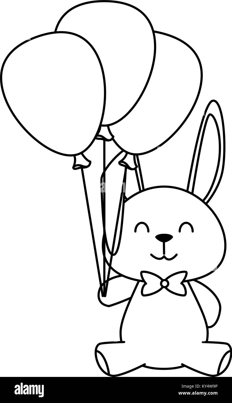 cute little rabbit with balloons air Stock Vector Image & Art - Alamy