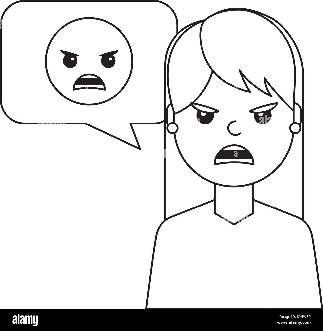 angry young woman with emoticon avatar character Stock Vector Image ...