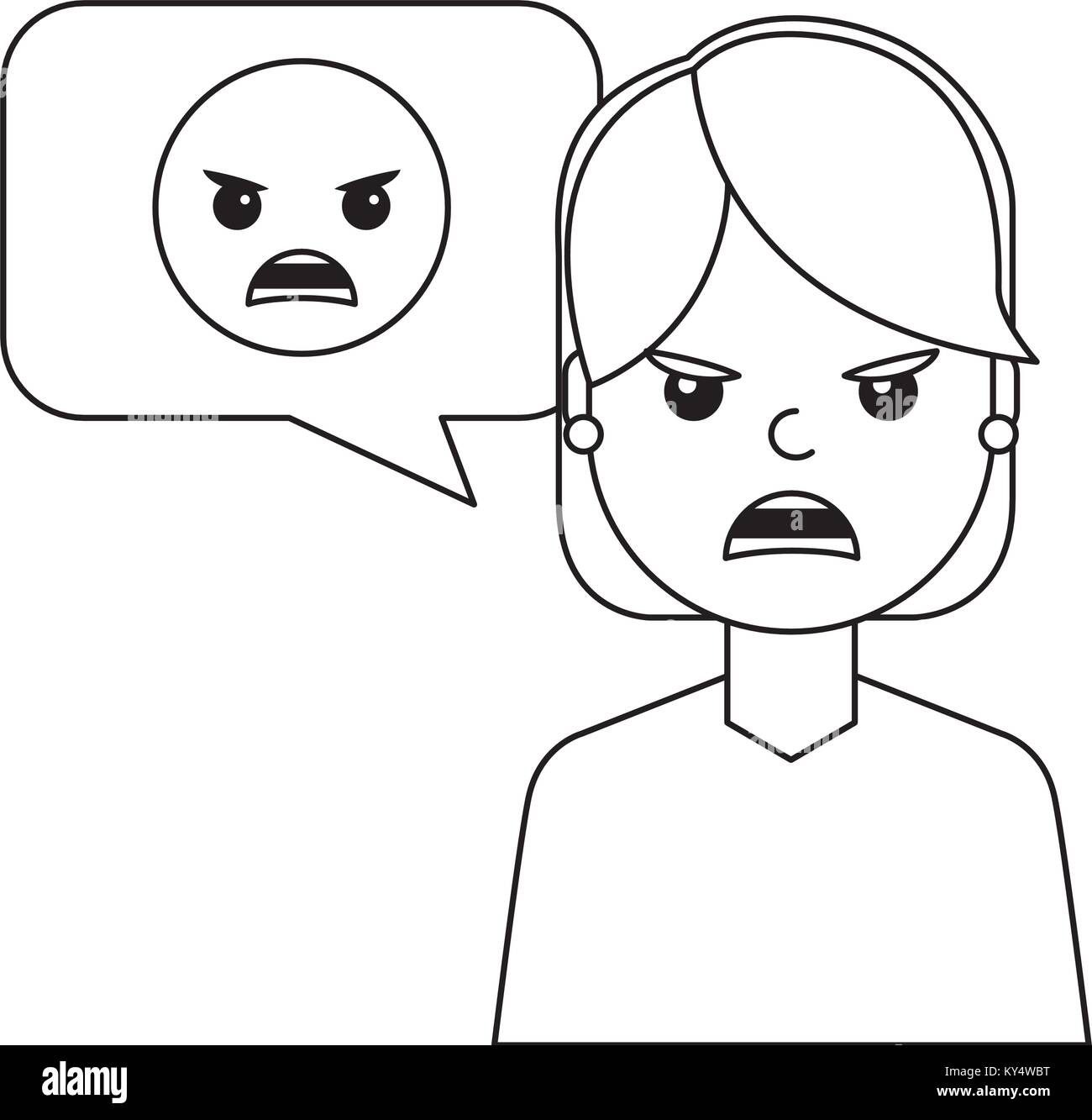 angry young woman with emoticon avatar character Stock Vector Image ...