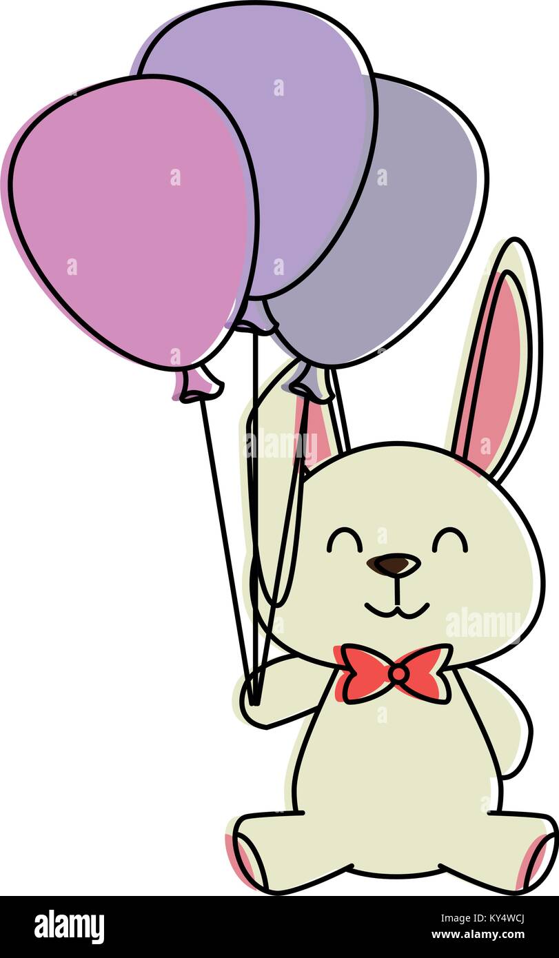 cute little rabbit with balloons air Stock Vector Image & Art - Alamy
