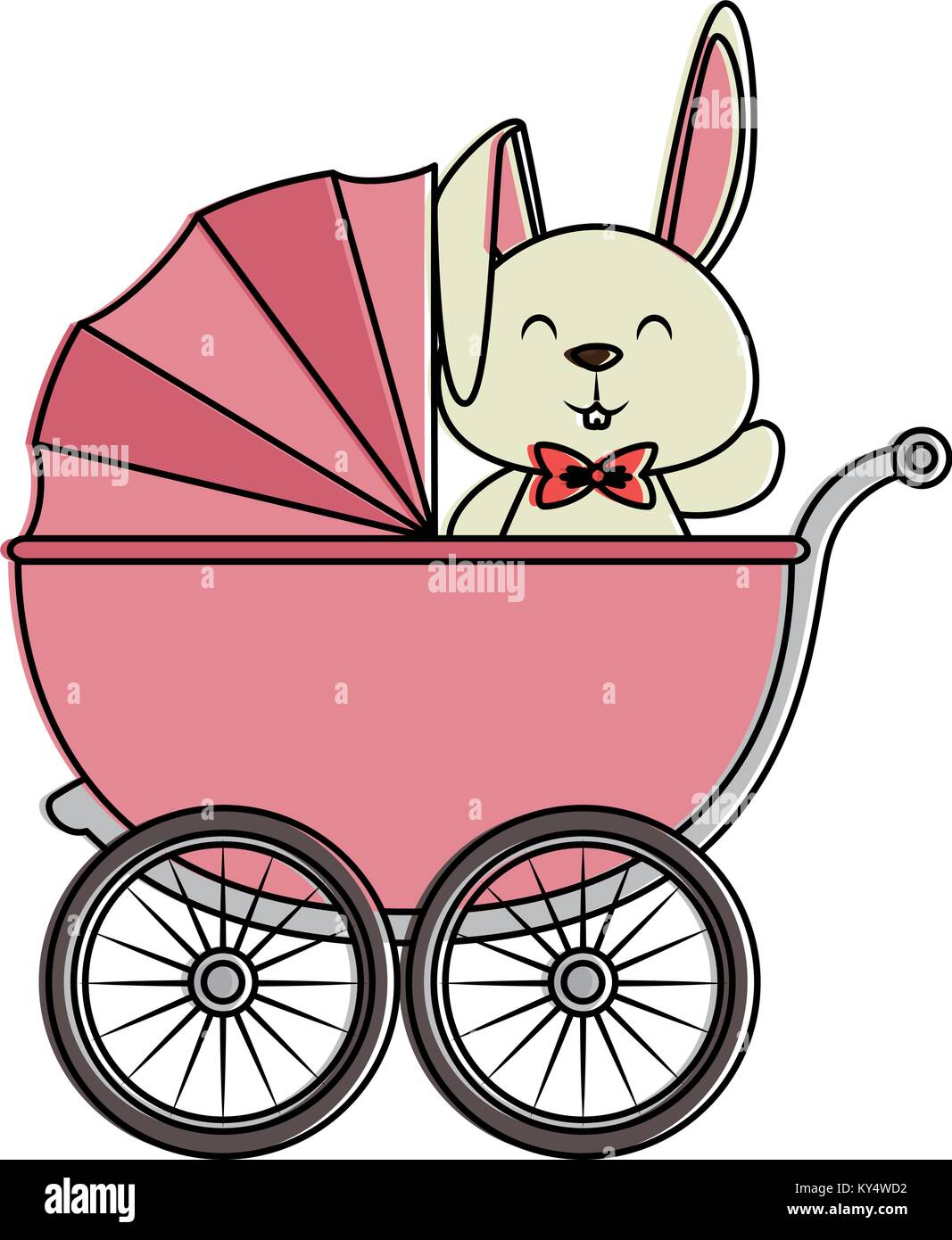 cute little rabbit in baby cart Stock Vector Image & Art - Alamy