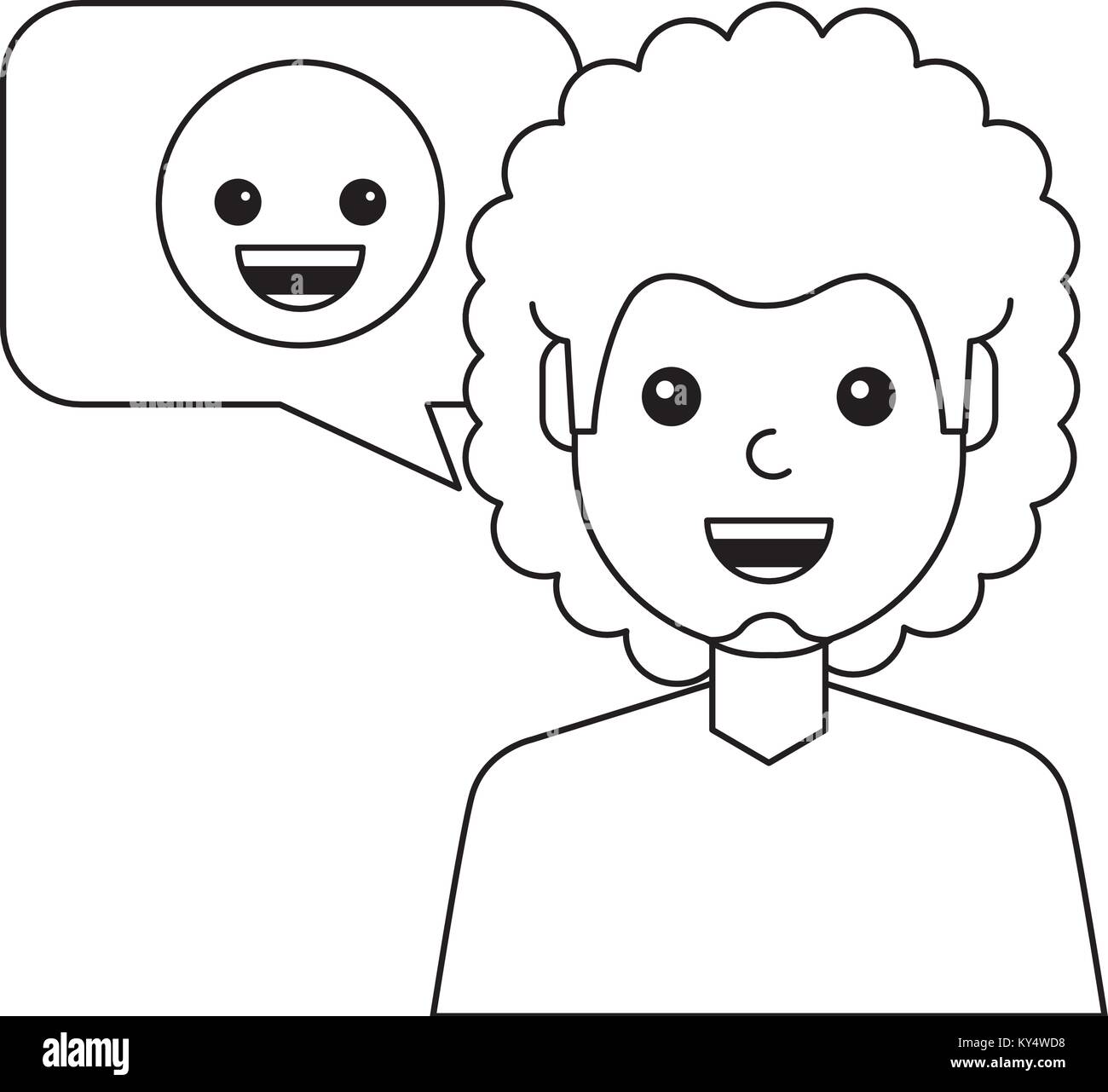 young man happy with emoticon message avatar character vector ...