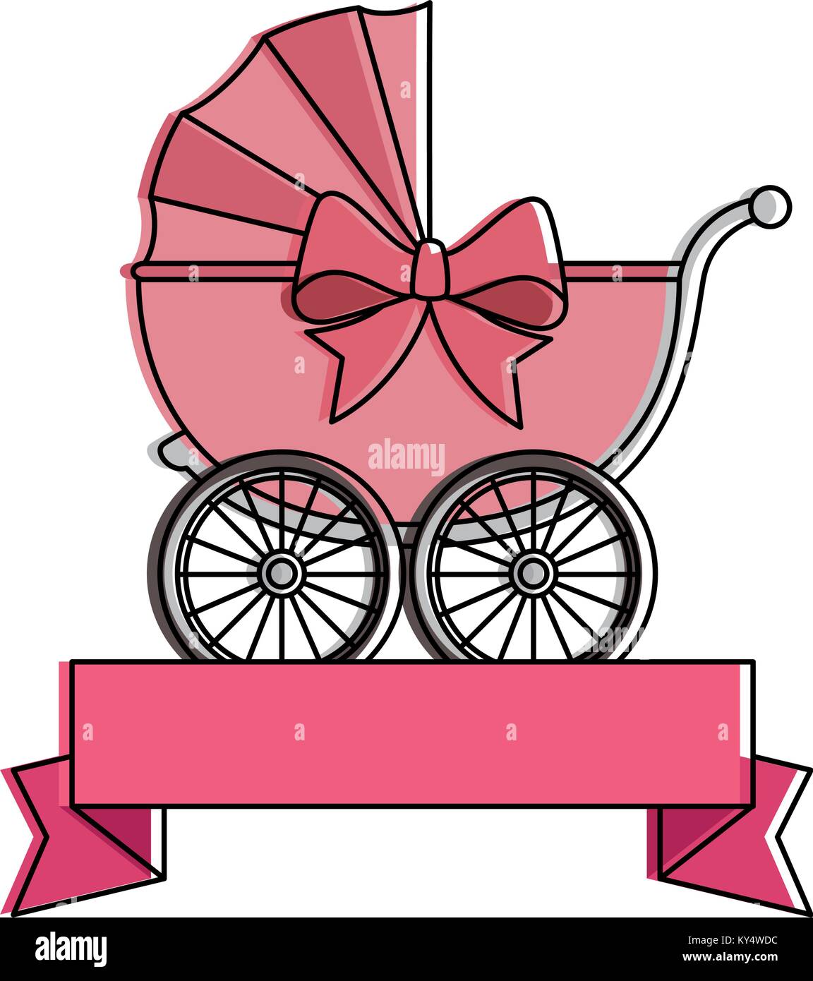 cute baby cart with ribbon Stock Vector Image & Art - Alamy