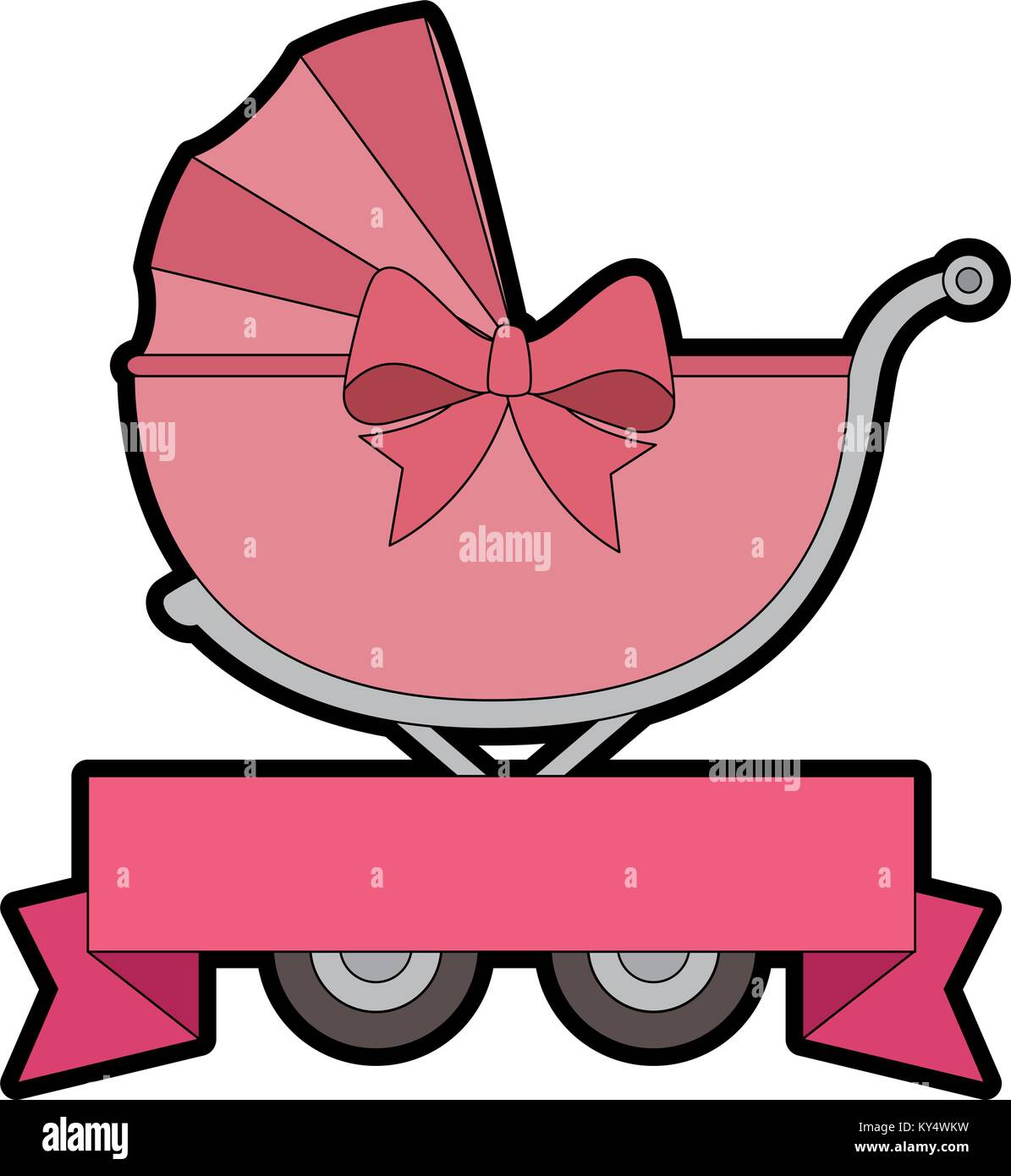 cute baby cart with ribbon vector illustration design Stock Vector ...