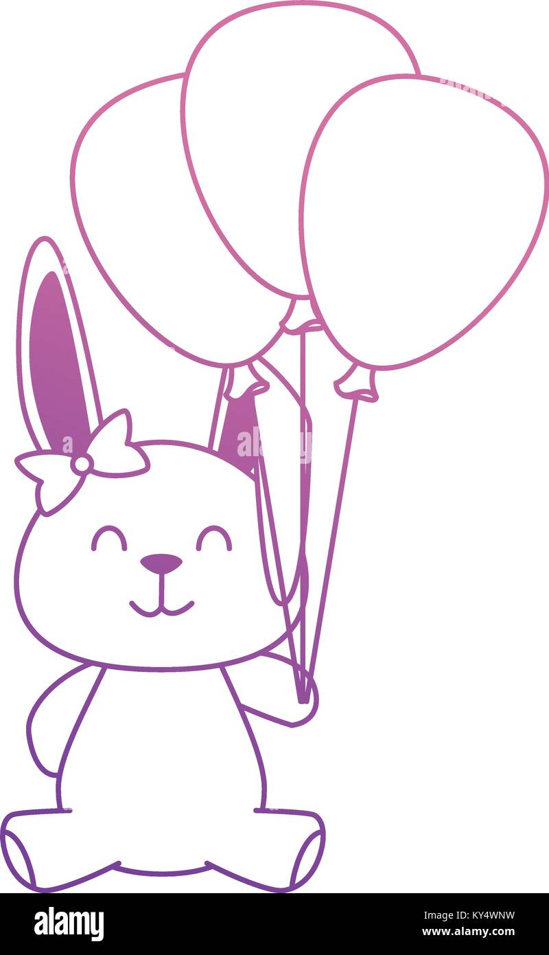 cute little rabbit with balloons air vector illustration design Stock ...