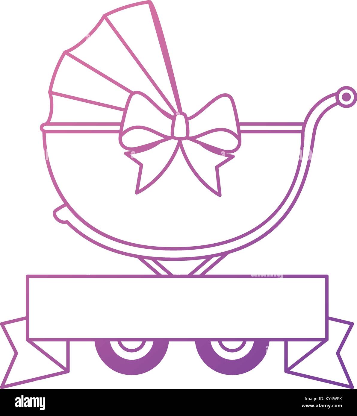cute baby cart with ribbon vector illustration design Stock Vector ...