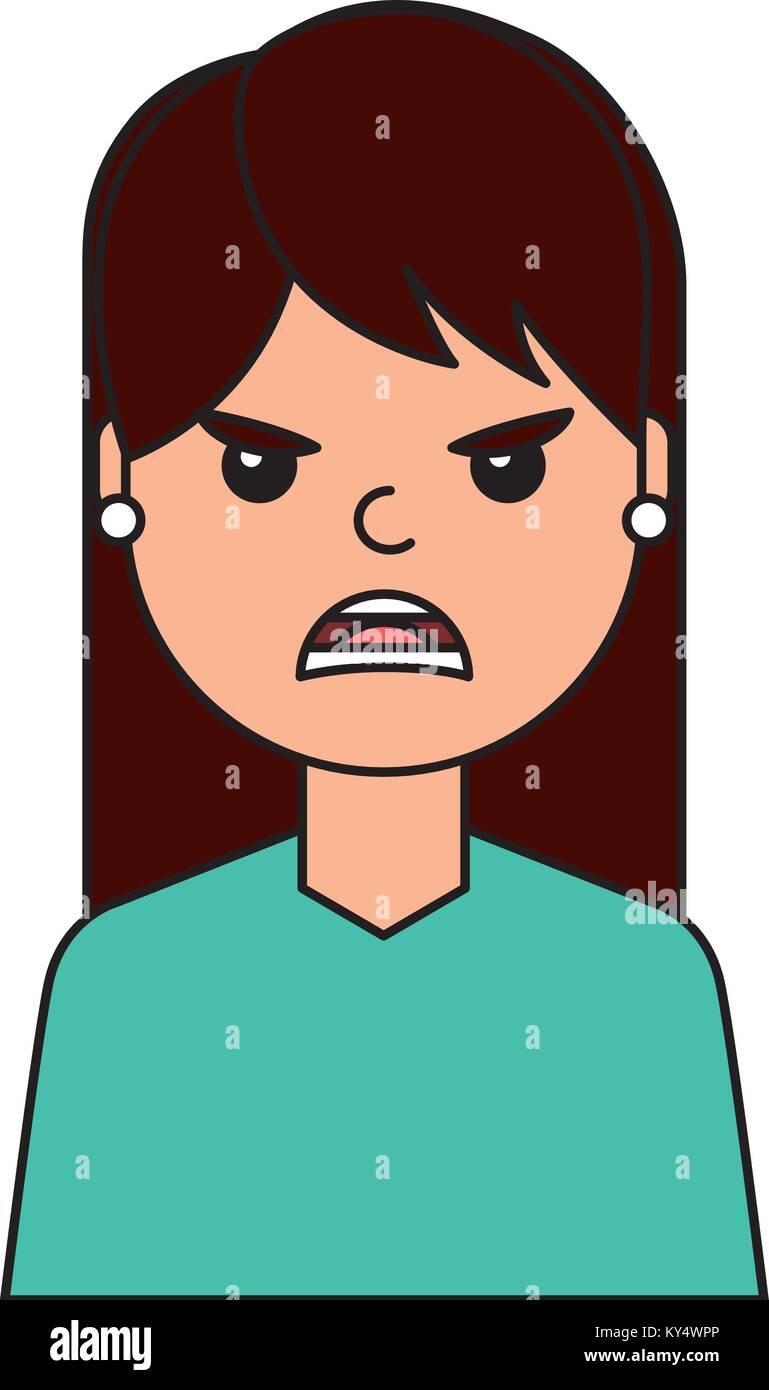angry young woman avatar character vector illustration design Stock ...