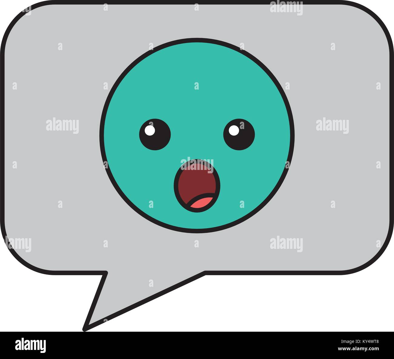 speech bubble with surprised emoji vector illustration design Stock ...