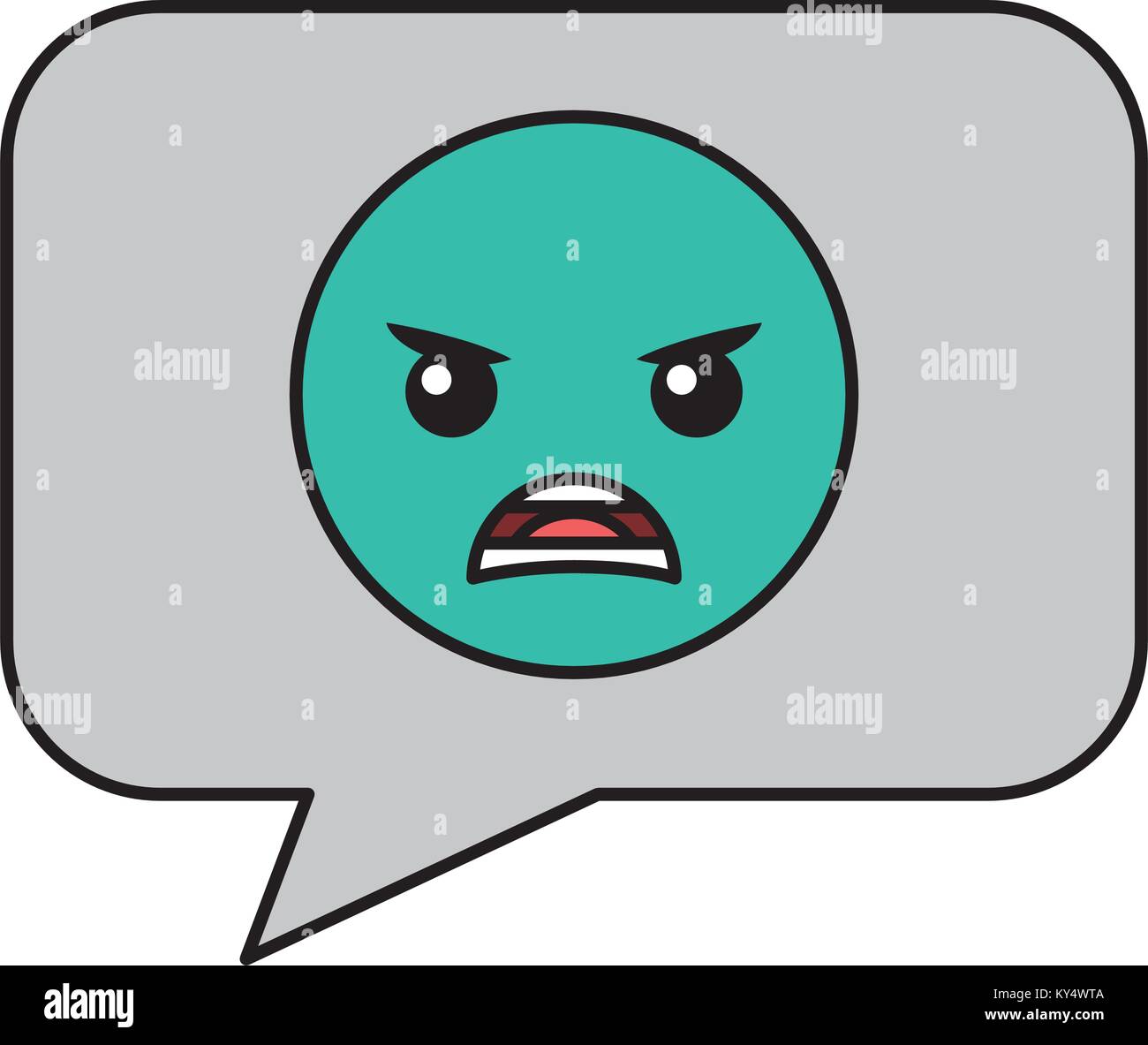 speech bubble with angry emoji vector illustration design Stock Vector ...