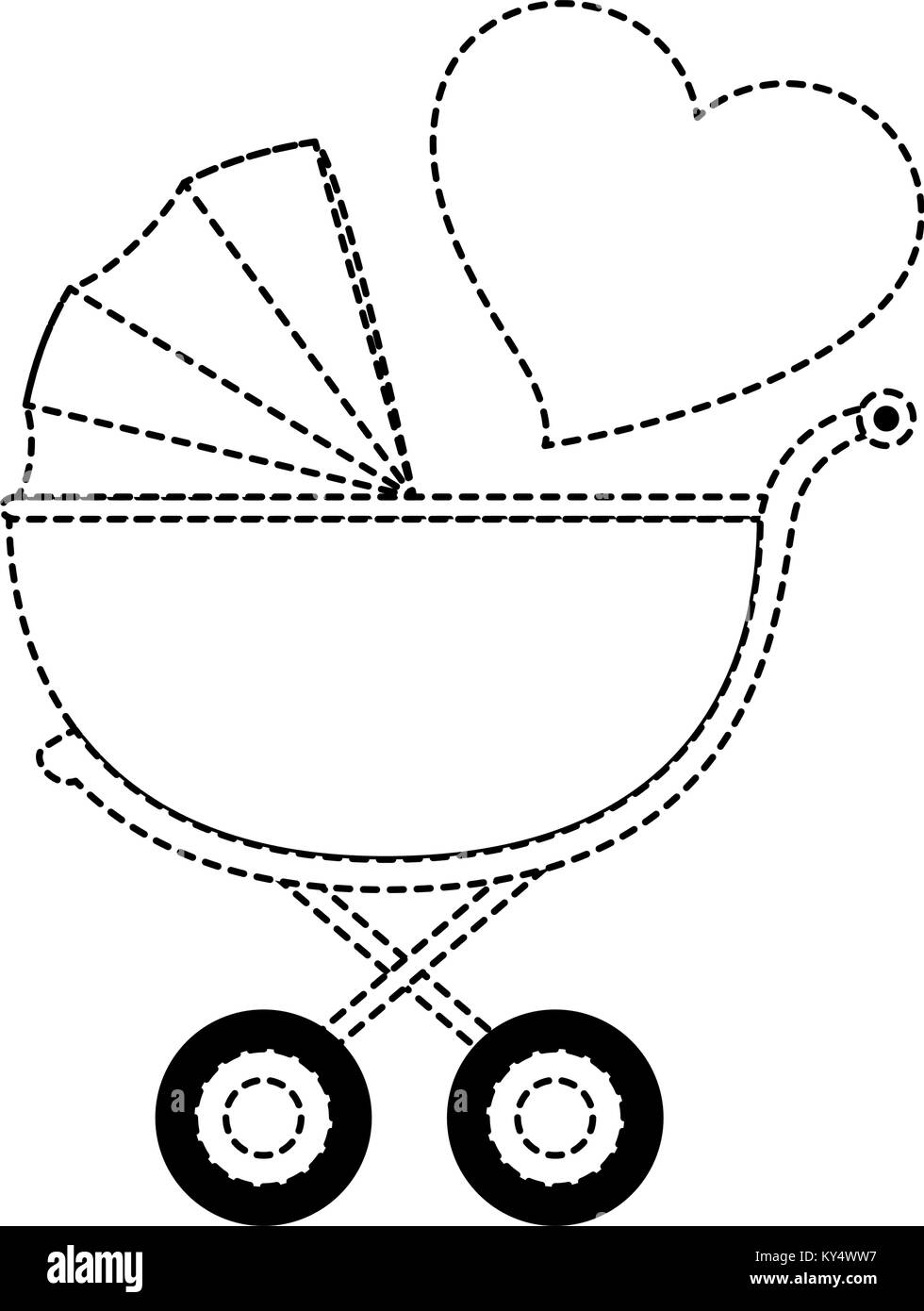 cute baby cart with heart vector illustration design Stock Vector Image ...