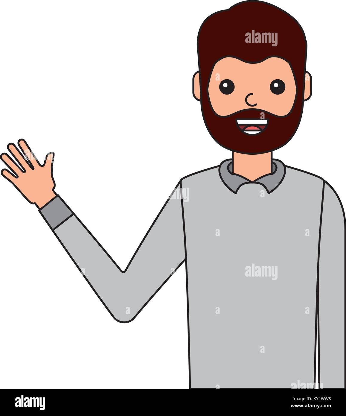 young man waving happy avatar character vector illustration design ...