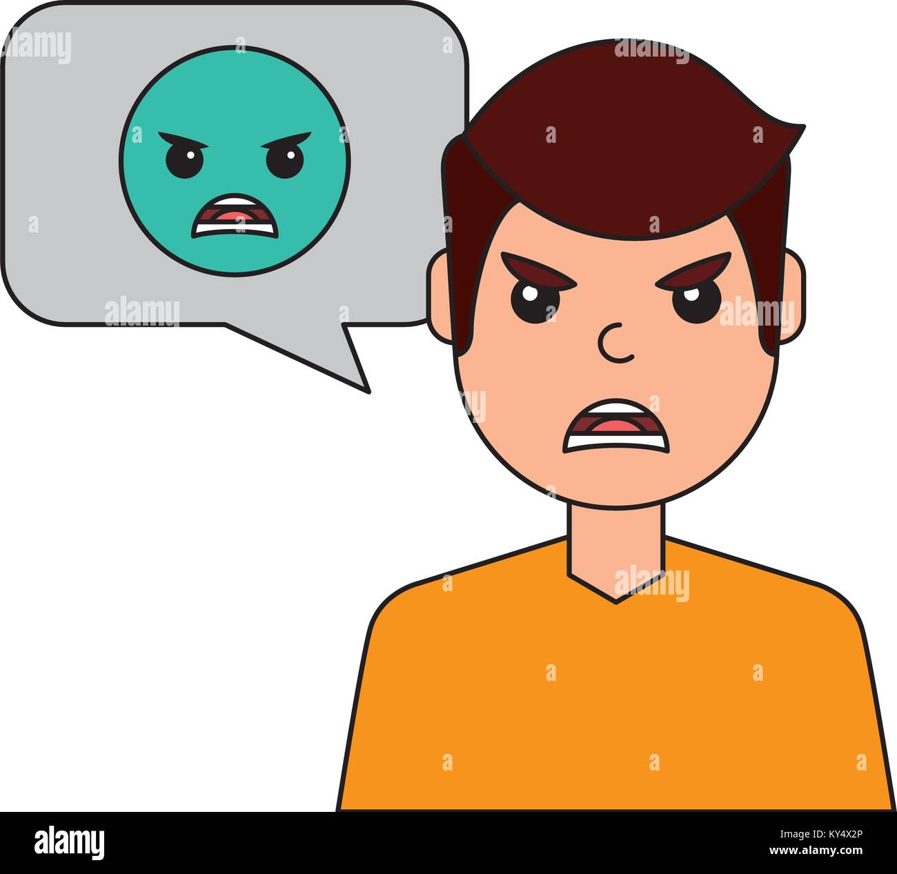 angry young man with emoticon avatar character Stock Vector Image & Art ...