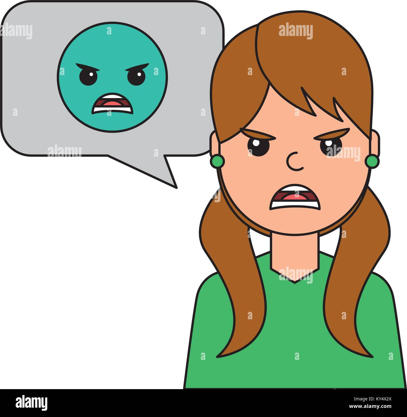 angry young woman with emoticon avatar character Stock Vector Image ...